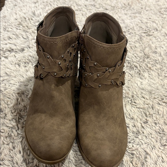 Indigo | Shoes | Indigo Taupe Ankle Boots With Braided Stud Design ...